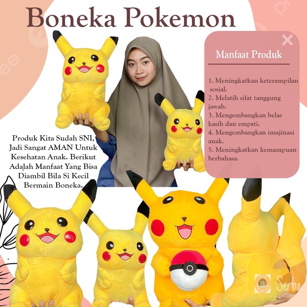Pokemon Pikachu Doll 30CM SNI CUTE Sitting Pokemon Doll | Shopee Malaysia