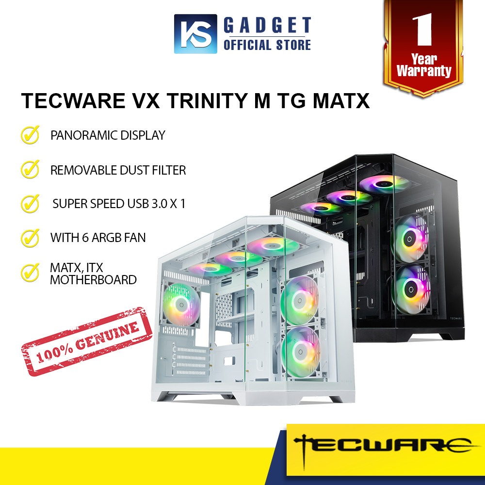 Tecware VX Trinity M TG ARGB TRIPLE TEMPERED GLASS MATX CASE (READY ...
