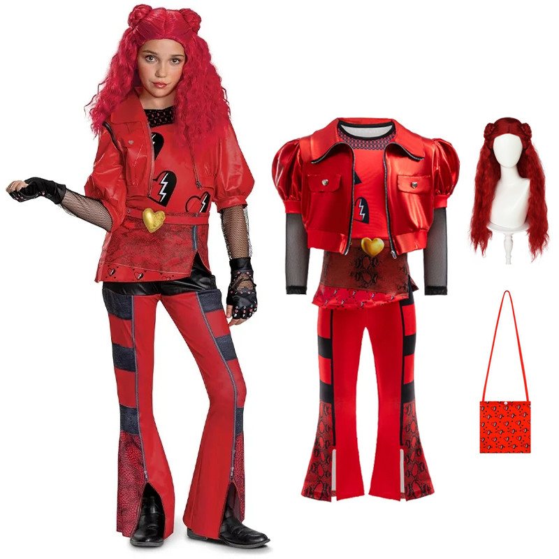 Movie Descendants 4 The Rise of Red Costume for Kids Girl Jacket Pants ...
