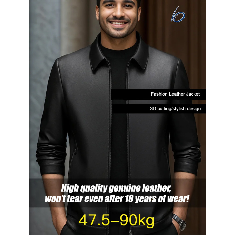 Luxury Men's Lapel Leather Jacket Men'S Leather Jacket Leather Jacket ...