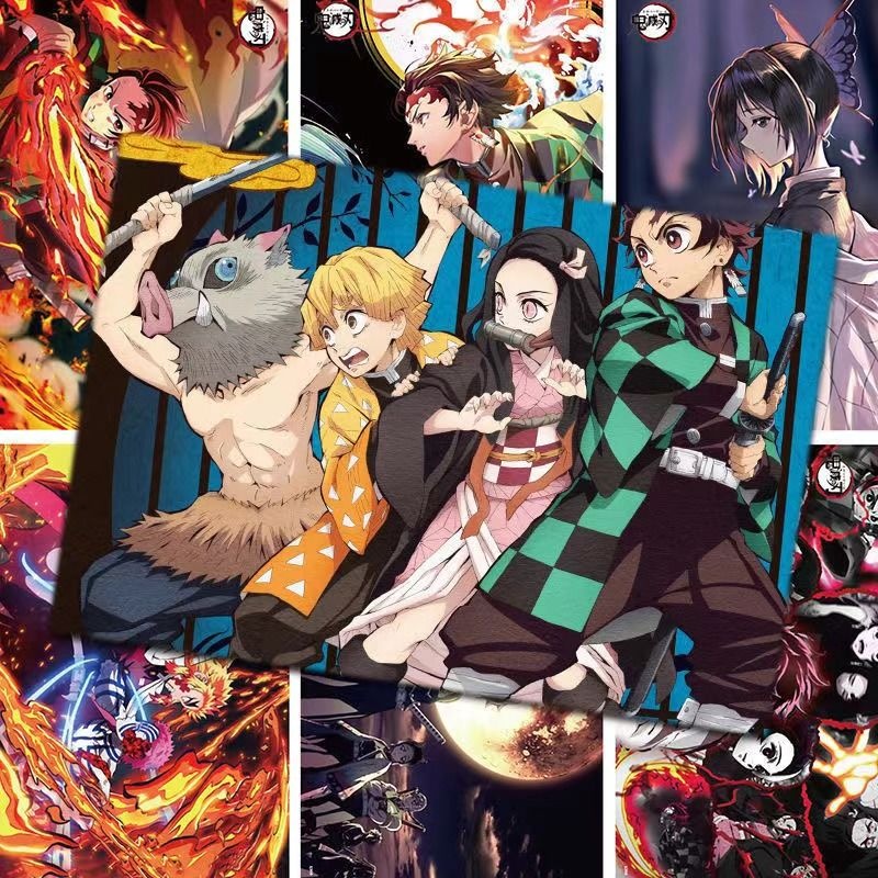 #鬼灭之刃海报二次动漫周边墙纸高清自粘正版签名照片可爱墙贴壁纸,, Demon Slayer Poster Secondary Anime ...