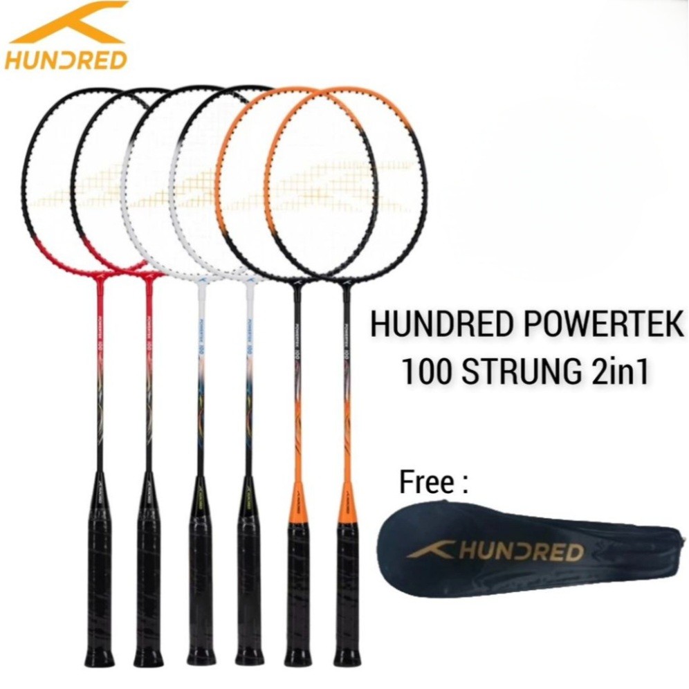 HUNDRED POWERTEK Badminton Racket 100 2 in 1 Contents 2 ORI | Shopee ...