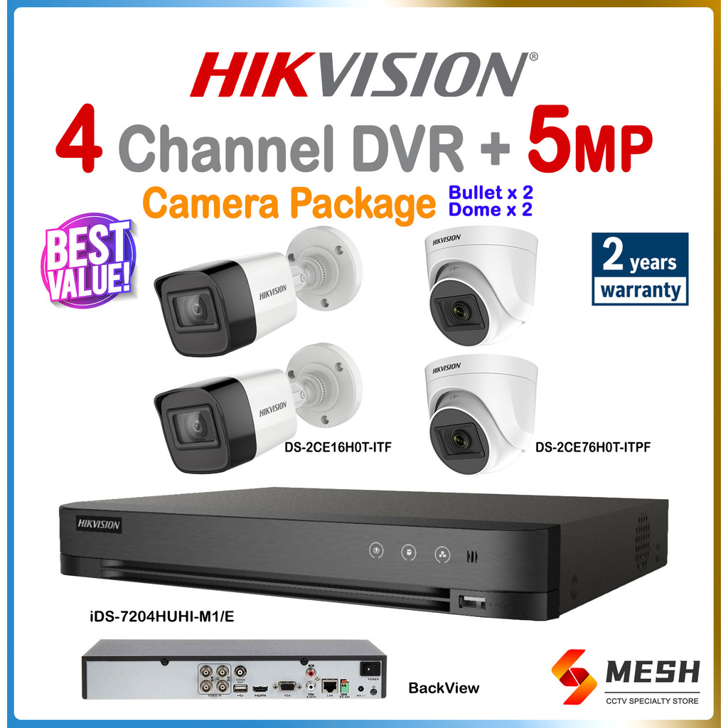 HIKVISION CCTV Set 4 Channel 1920P 5MP Hardisk IDS-7204HUHI-M1/E/DS-2CE16H0T-ITF/DS-2CE76H0T-ITP ...