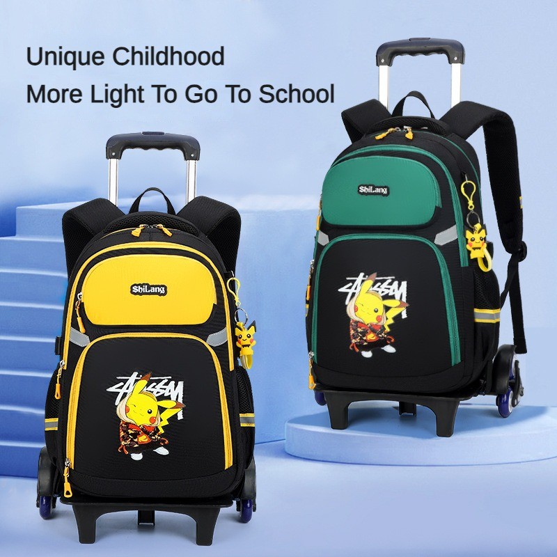 Large Capacity Anime Cartoon Trolley School Bag Elementary School Boys ...