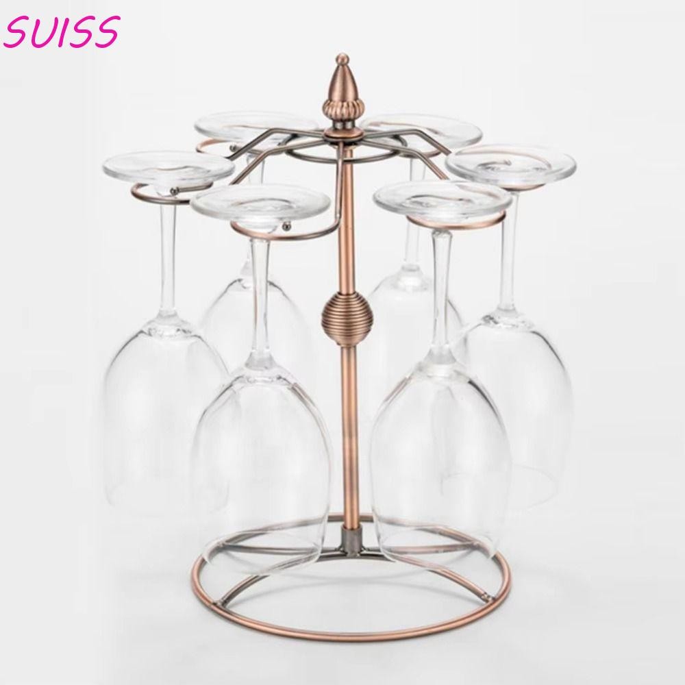 SUISS Wine Glass Cup Rack, 6 Hooks Quick Drainage Goblet Holder ...