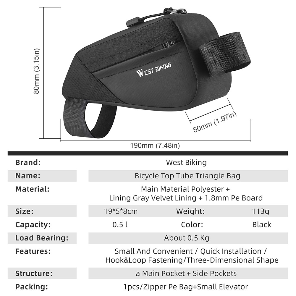 0.5L Bicycle Front Frame Bag 3D Shape Bike Parcel Bag Road Trip Riding ...