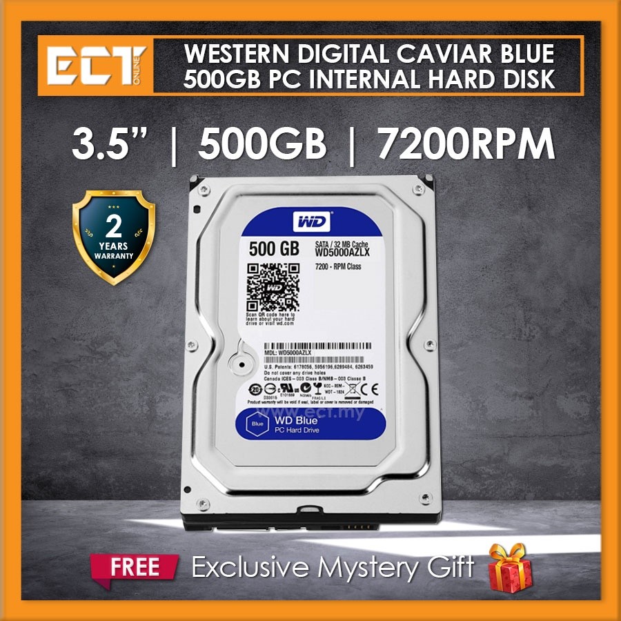 Western Digital WD Caviar Blue 3.5" 500GB 7200RPM 32mb Sata III Internal Hard Disk Drive ...