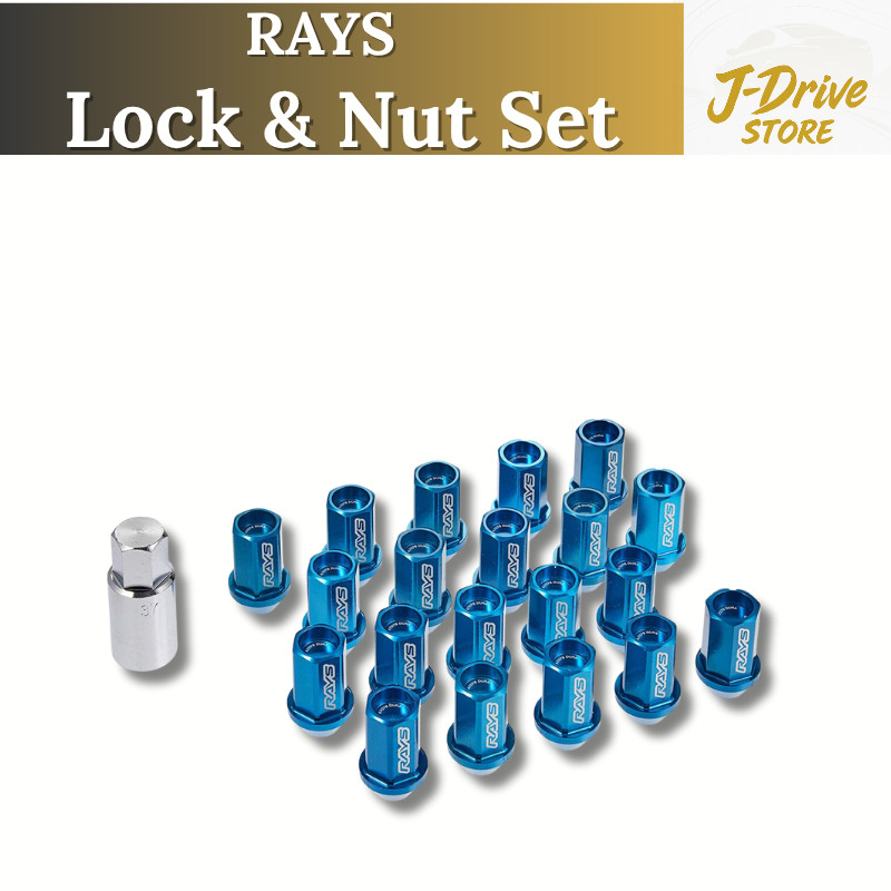 RAYS Duralumin Lock & Nut Set L42 Straight Type M12×1.25 Blue Anodized ...