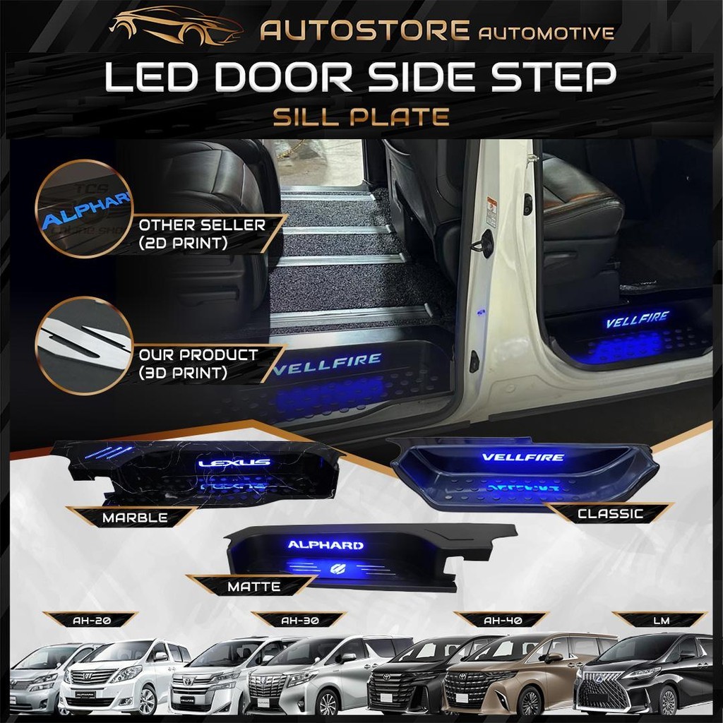 Black Chrome Toyota Vellfire Alphard AH20 AH30 Side SILL Plate/Door ...