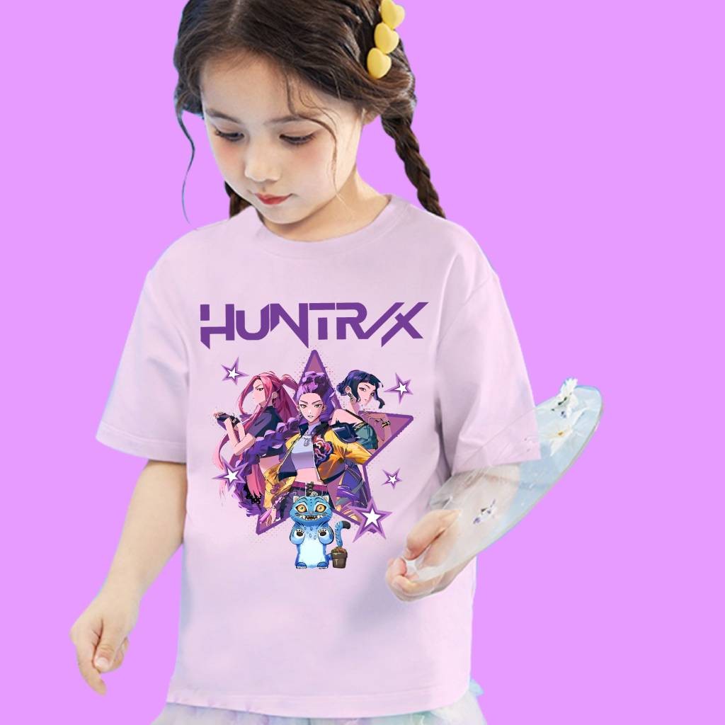 Baju Kpop Demon Hunter Huntrix T-shirt Cartoon Demon Hunter Print ...