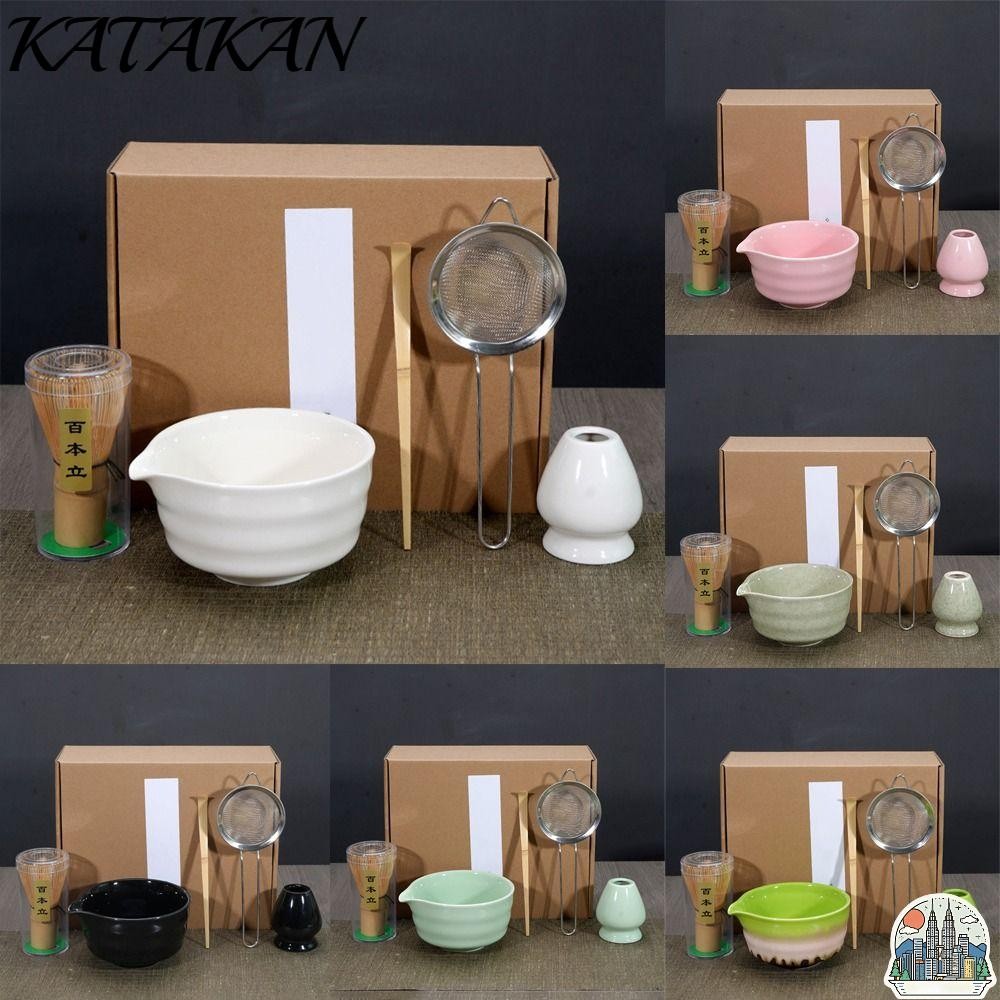 KATAKAN 5pcs Matcha Whisk Set, Food Grade Bamboo Ceramic Japanese ...