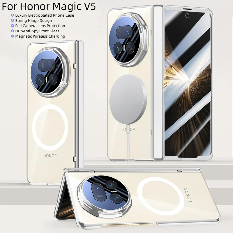 For Honor Magic V5 Phone Casing With HD Anti-Spy Front Tempered Glass ...