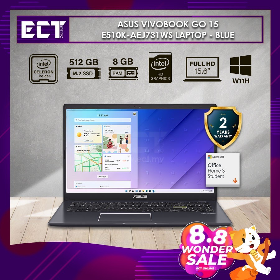 Asus VivoBook Go 15 E510K-AEJ731 / 732 / 733WS Laptop (Celeron N4500 2 ...