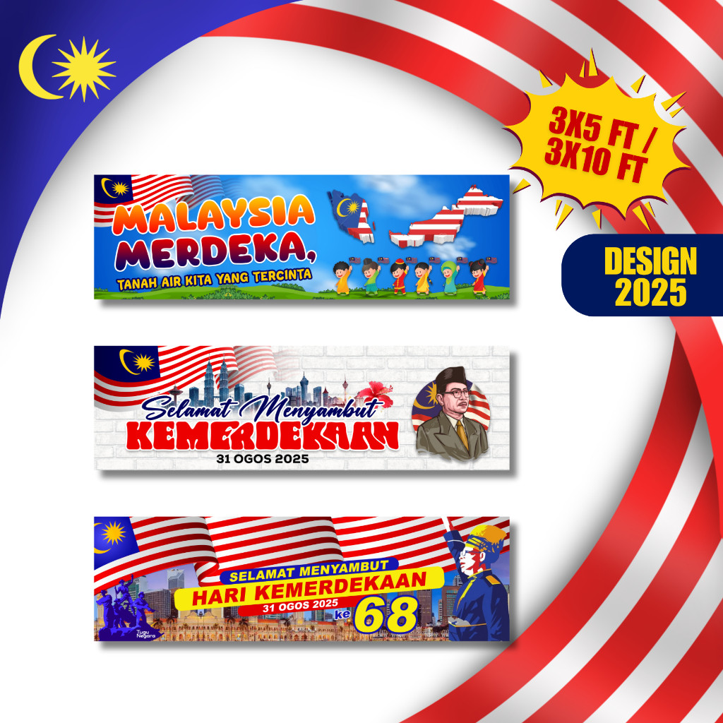 Banner sepanduk Malaysia Merdeka streamer bunting sambutan Merdeka hari ...
