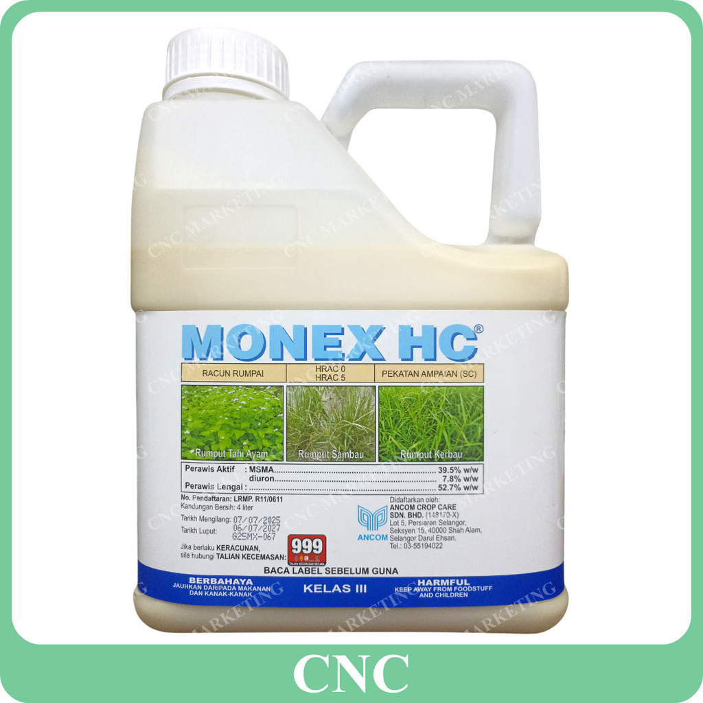 4L Monex HC Ancom MSMA 39.5% Diuron 7.8% Racun Rumput Rumpai Sambau 杀草剂 ...