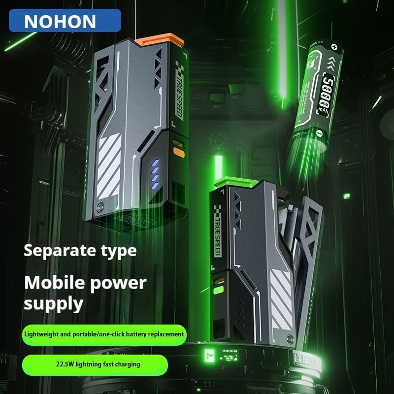 NOHON 2025 New Mecha Replaceable Battery Clip 5000mAh Power Bank with ...