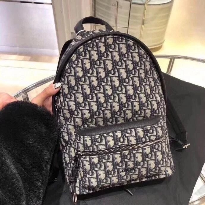 Dior Embroidered Canvas Presbyopic logo Unisex Backpack Shoulder Travel ...