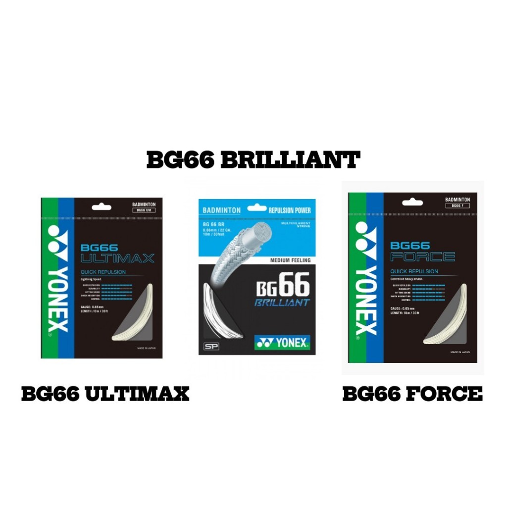 YONEX BG66 BRILLIANT / BG66 ULTIMAX / BG66 FORCE BADMINTON STRING 0 ...