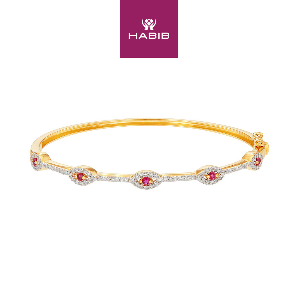 HABIB Ruby and Diamond Bangle in 375/9K Yellow Gold 682260525(YG)-RU ...