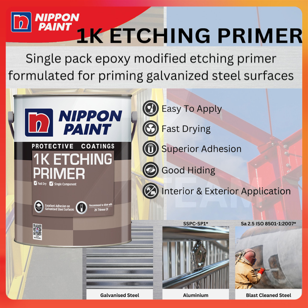 5L Nippon Paint 1K Etching Primer | Galvanised Paint | Acid Catalysed ...