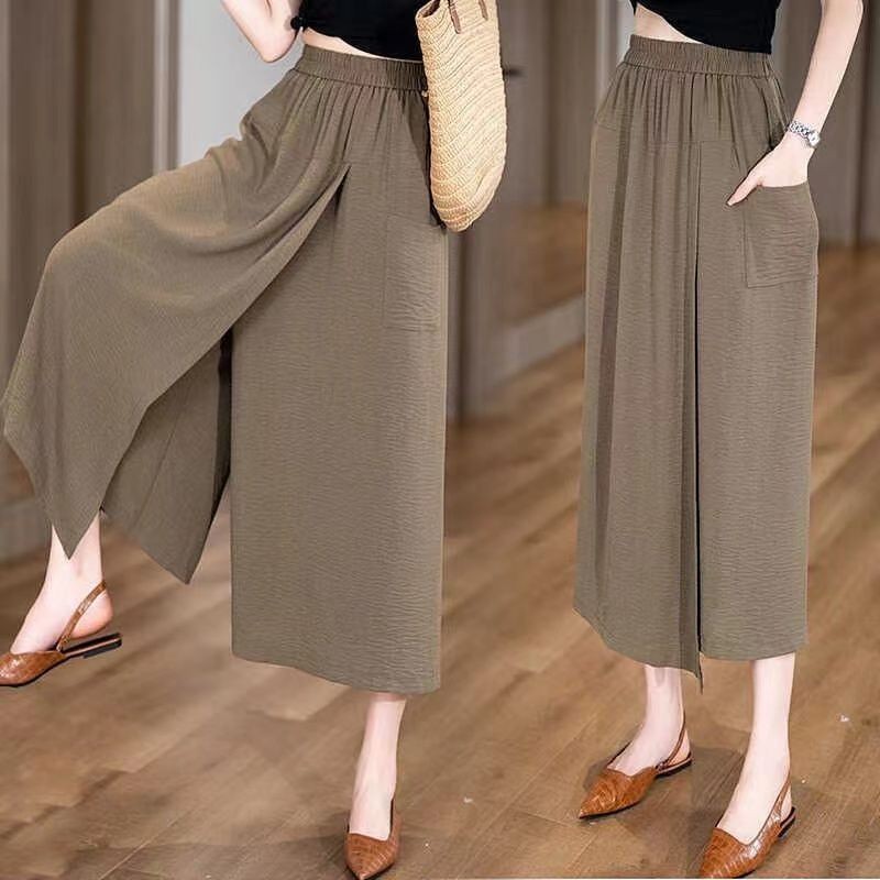 Thin Loose High Waist Slot Lazy Style Women's 2024 Casual Skirt Hip ...