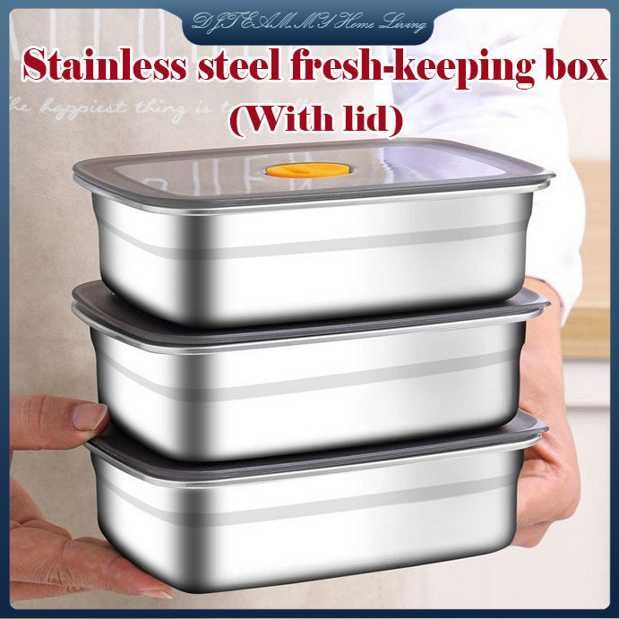 Fresh-keeping Box 316 Stainless Steel Rectangle Food Storage Box with ...