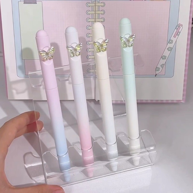 4pcs Gradual Change Butterfly Gel Pen Set Student Simple 0.5mm Quick ...