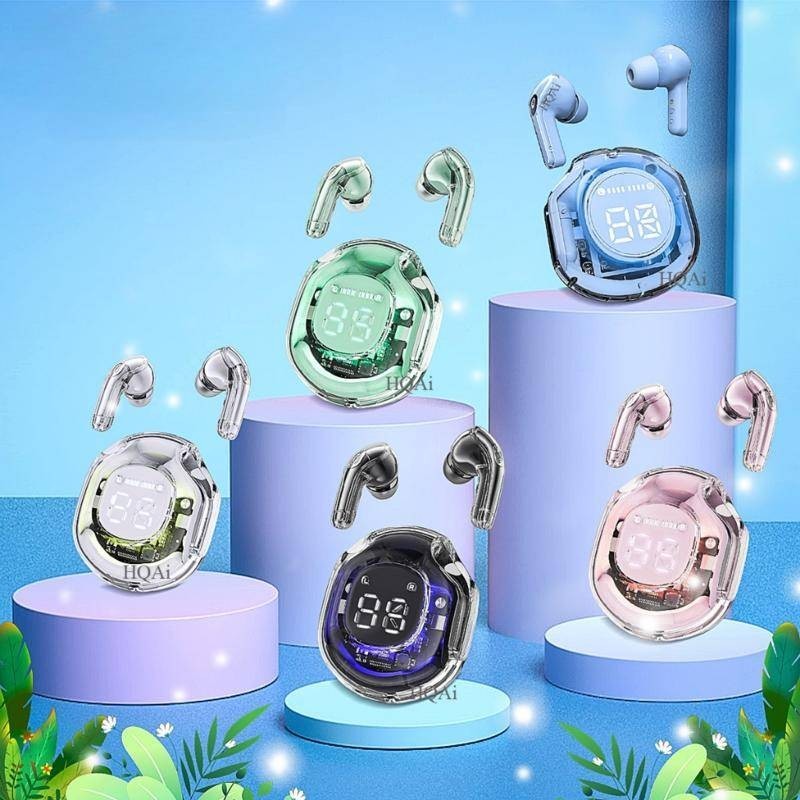 Bluetooth 5.3 Earphone Wireless Tws Earbuds Build-In Mic Hi-Fi 9D Sound Game Transparent ENC ...