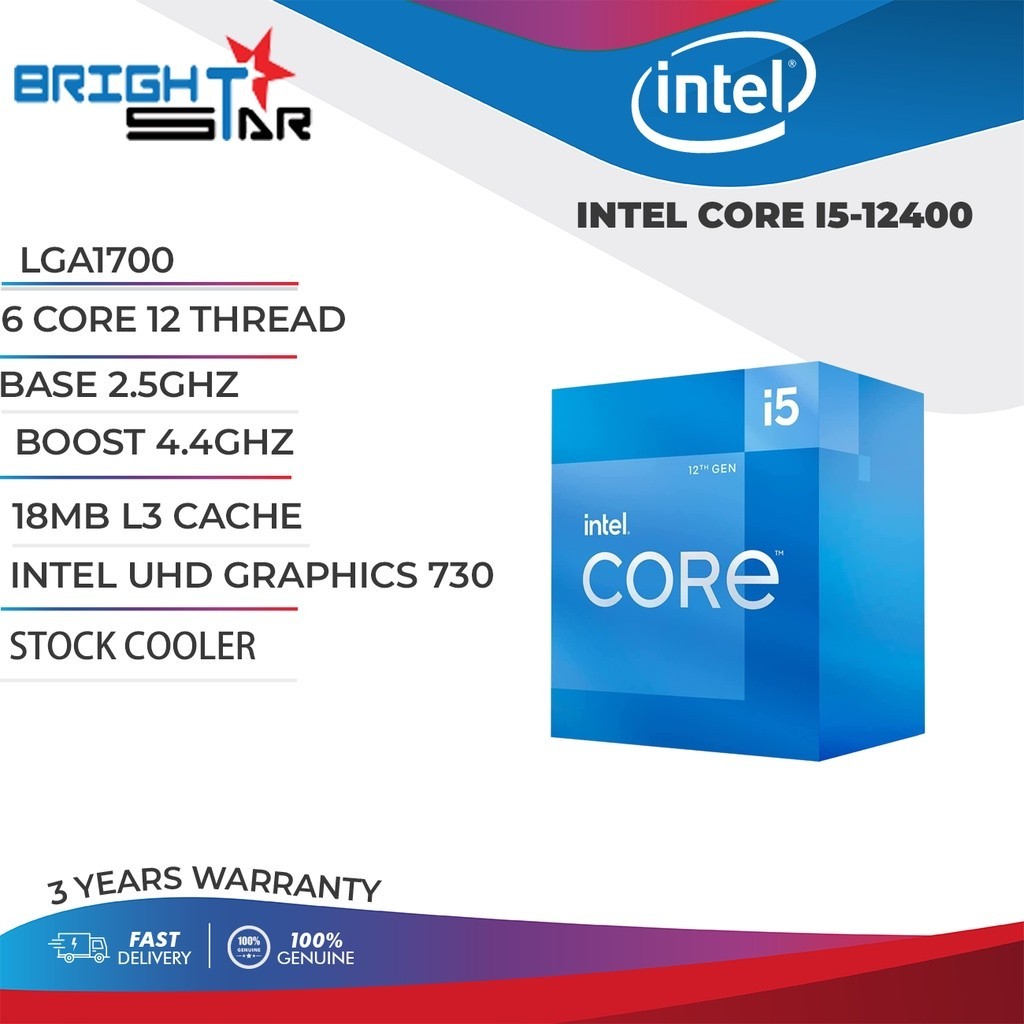 PROCESSOR INTEL CORE I5-12400/LGA1700/6 CORE 12 THREAD/BASE 2.5GHZ, BOOST 4.4GHZ /18MB L3 CACHE ...