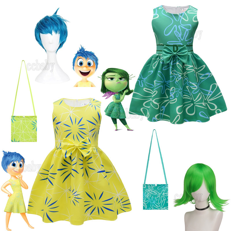 Movie Inside Out 2 Joy Disgust Cosplay Costume for Kids Girls 2-9years ...