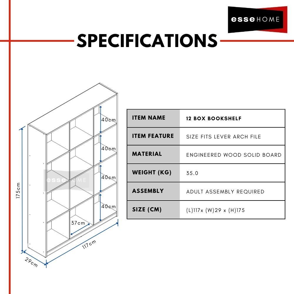 [175CM Tinggi] EsseHome 12 Box Book Shelf Book Rack Rak Buku Divider ...