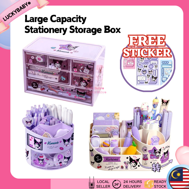 Kuromi Stationery Storage Box Drawer Storage Table Organizer Cartoon ...