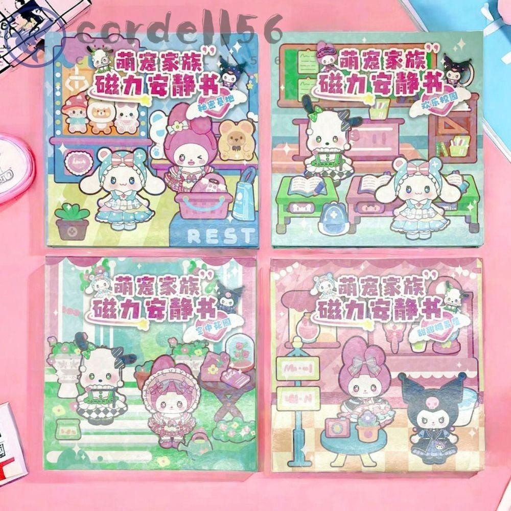 CORDELL Magnetic Quiet book, Hand Ledger Cartoon Kuromi Sticker Book ...