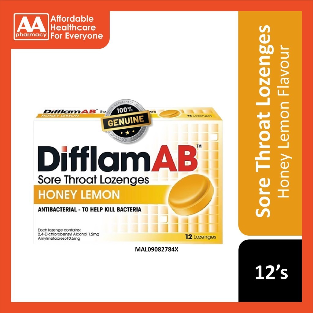 Difflam AB Sore Throat Lozenges 12's (Honey Lemon) | Shopee Malaysia