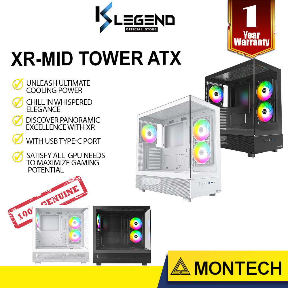 MONTECH XR - Mid Tower ATX PC Case With USB Type-C Port & 3 x 120mm ...