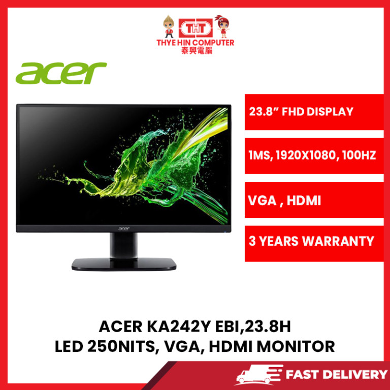 ACER KA242Y EBI,23.8H,LED 250NITS, VGA, HDMI MONITOR | Shopee Malaysia