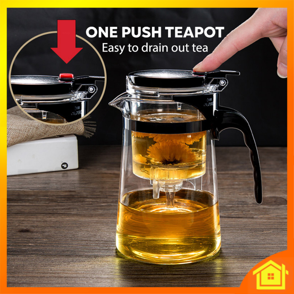 Glass Teapot Set with Filter Heat Resistant Borosilicate Chinese Tea ...