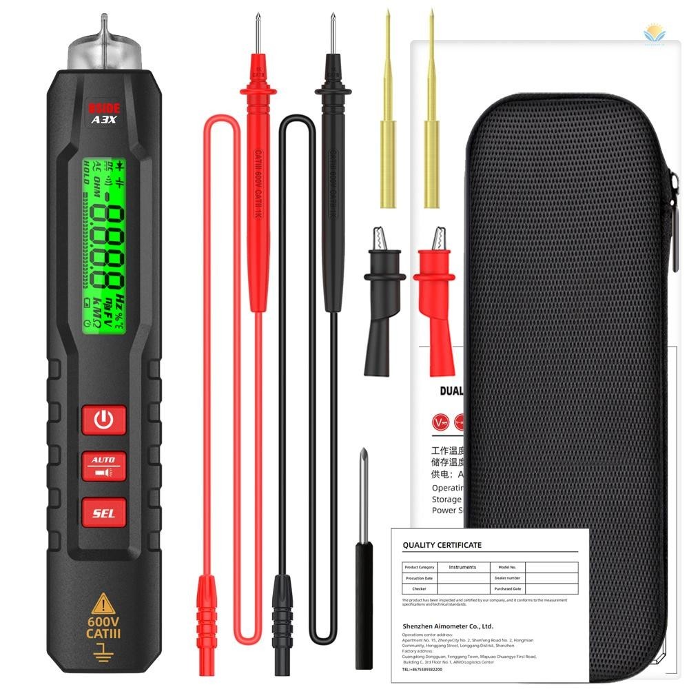 Pen Type Digital Multimeter Portable Tester Voltmeter 1.9 Inch Bicolor ...
