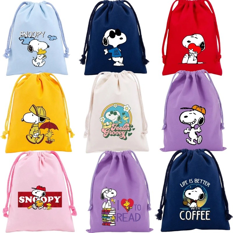 Snoopy drawstring bag cartoon storage bag gift bag plush cloth bag ...