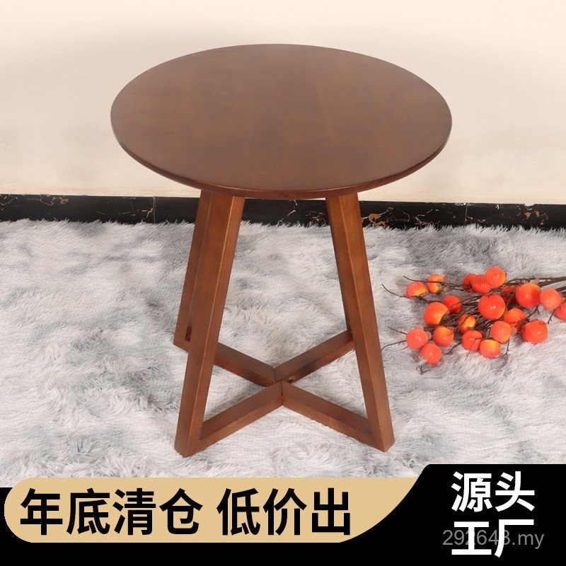 Meja makan pangsapuri kecil meja bulat kayu pepejal Nordic, kafe ...