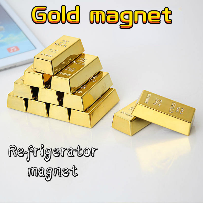 🧽Gold Brick Shape Resin Fridge Magnet Removable Kitchen Refrigerator ...