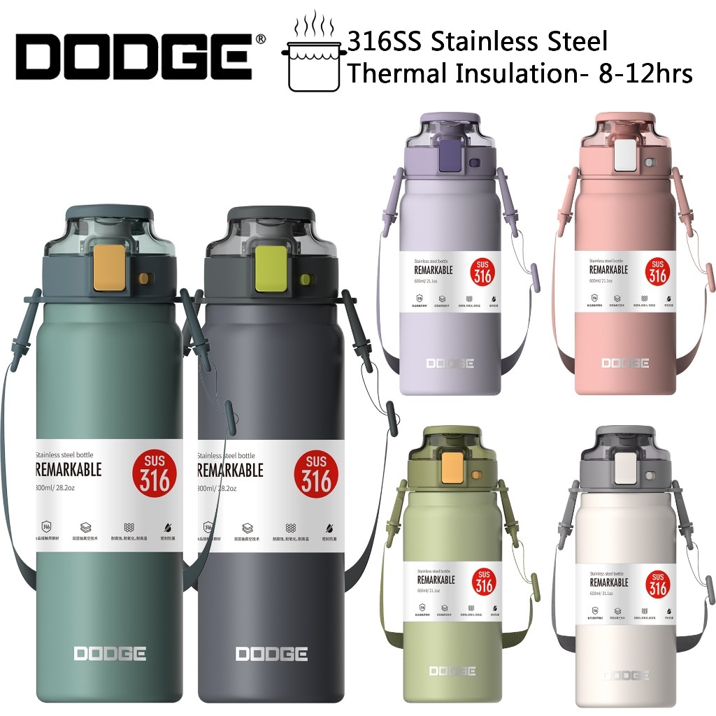 DODGE Slim Stainless Steel Vacuum Flask Thermos Water Cup C/W Strap ...