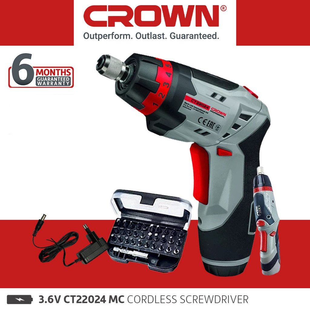 CROWN PROFESSIONAL CT22024 MC CORDLESS SCREWDRIVER 3.6V (Bosch, Makita ...