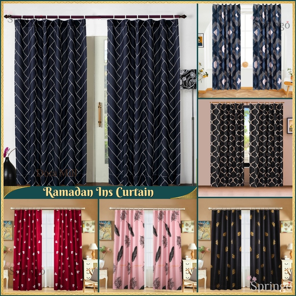 D: Cangkuk Hook / Rod Modern Curtain Semi Blackout Raya Curtain Langsir ...