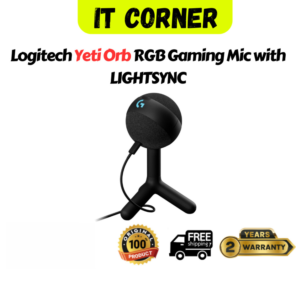 Logitech G Yeti Orb Condenser RGB Gaming Microphone with LIGHTSYNC, USB ...