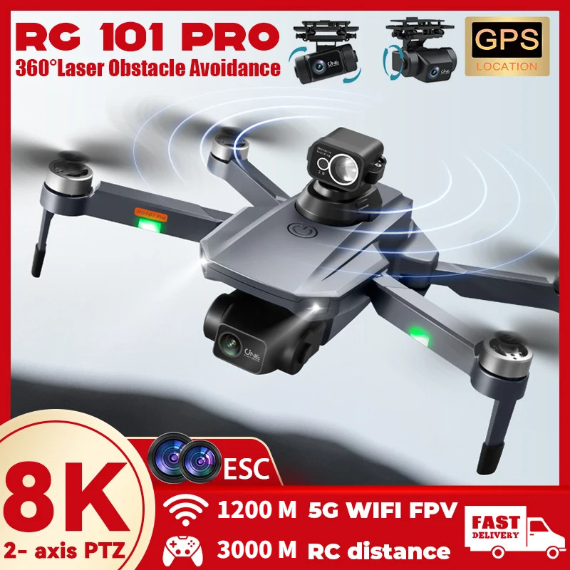 RG101 Pro GPS Drone 2-axis Gimbal aircraft 8K ESC Dual Camera RC Radar ...