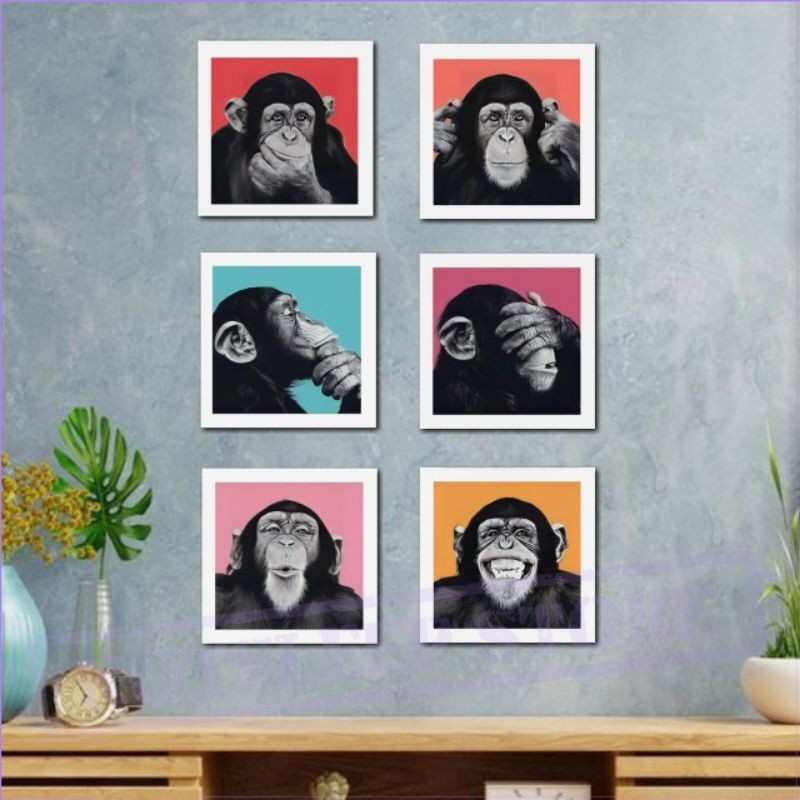KAYU Custom cute Monkey Posters 20x20 MDF Wooden Frame - Home ...