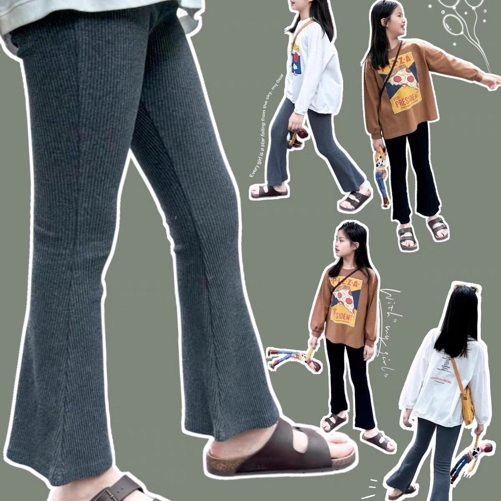 2024 Seluar Legging Baby Girl Pants Bell Bottom Pants Long Pants ...