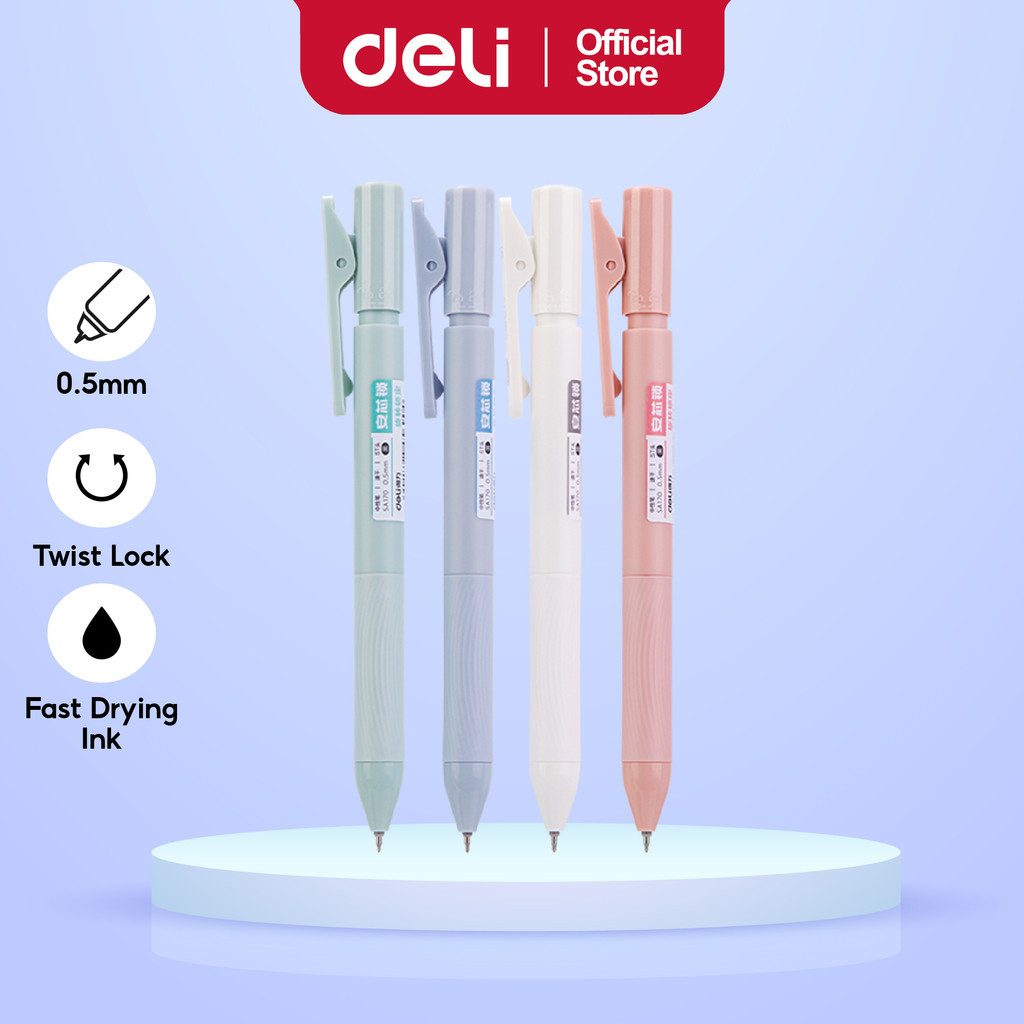 Deli Twisty Lock Gel Pen 0.5mm Candy Colorful Smooth Writing Ball Pen ...