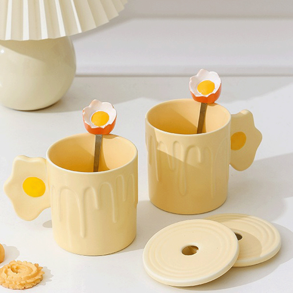360mL PERCUMA Sudu Dan Penutup EGG Cawan Comel Seramik Set Telur Hadiah ...